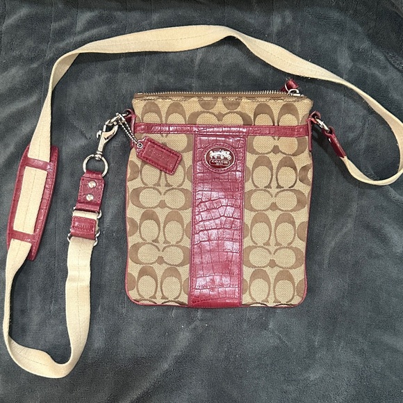 Coach | Bags | Coach Brown And Red Crossbody Bag | Poshmark